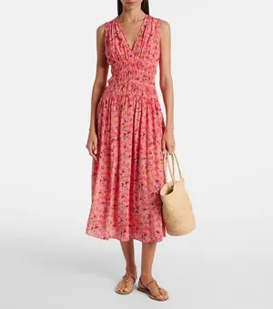 Ulla Johnson Sylvie Floral Silk Midi Dress - Pink