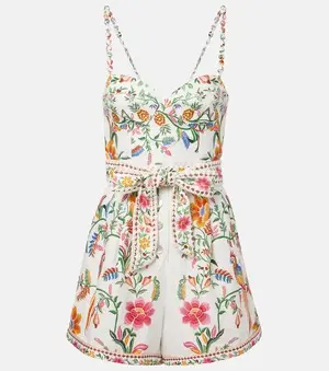 Farm Rio Floral Linen Romper - Multicoloured