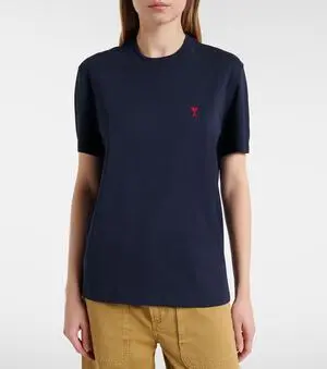 AMI Paris De Coeur Cotton Jersey T-shirt - Blue