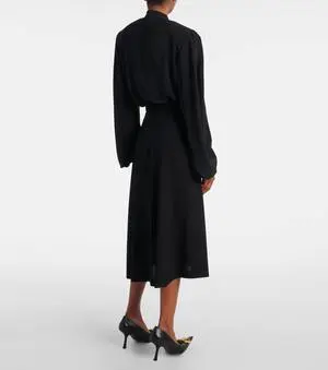 Balenciaga Draped Gathered Crêpe Midi Skirt