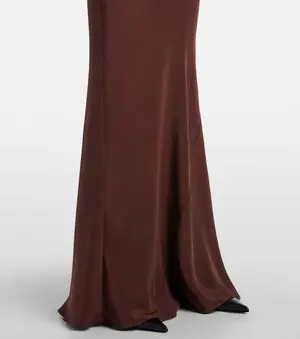 Roland Mouret Lace-trimmed Silk Satin Gown - Brown