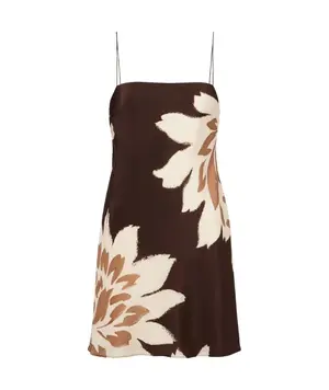 SIR. Floral Silk Satin Slip Dress - Brown