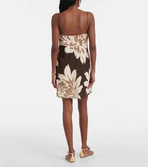 SIR. Floral Silk Satin Slip Dress - Brown