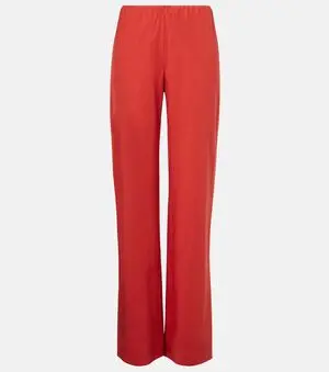 Vince Cotton And Linen-blend Wide-leg Pants - Red