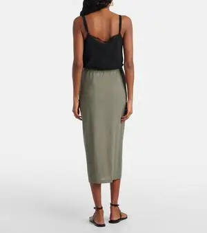 Vince Cotton Midi Skirt - Green