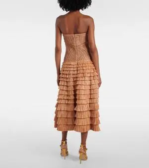 Simkhai Santana Raffia-blend Bustier Midi Dress