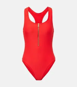 Heidi Klein Zip-up Racerback One-piece Swimsuit - Red