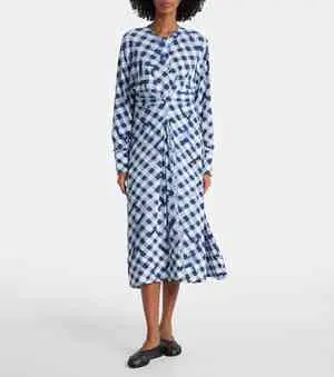 Proenza Schouler Checked Gathered Midi Dress