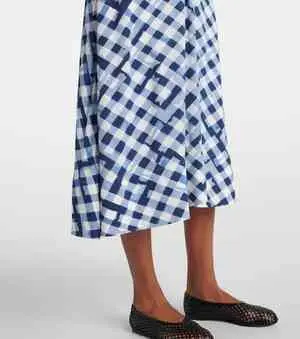 Proenza Schouler Checked Gathered Midi Dress