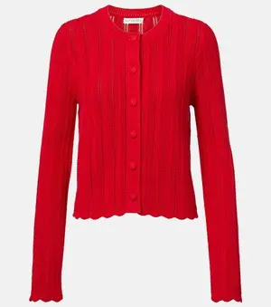 Altuzarra Mariette Scalloped Pointelle Cardigan - Red