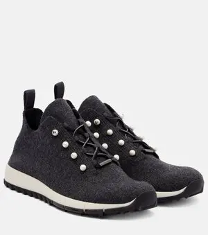 JIMMY CHOO Veles Embellished Cashmere Sneakers - Black