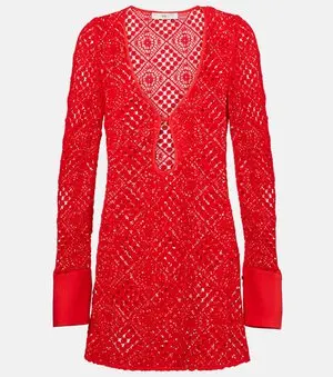 SIR. Rayure Crochet Minidress - Red