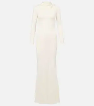 AYA MUSE Knitted Silk And Cashmere Maxi Dress - Beige