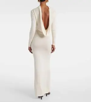 AYA MUSE Knitted Silk And Cashmere Maxi Dress - Beige