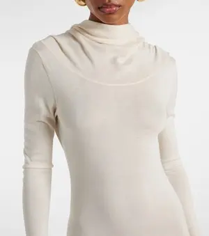 AYA MUSE Knitted Silk And Cashmere Maxi Dress - Beige