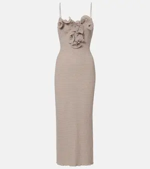 Magda Butrym Floral-appliqué Crêpe Midi Dress - Beige