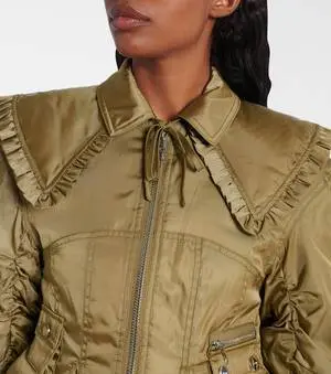 GANNI Cropped Ruched Bomber Jacket