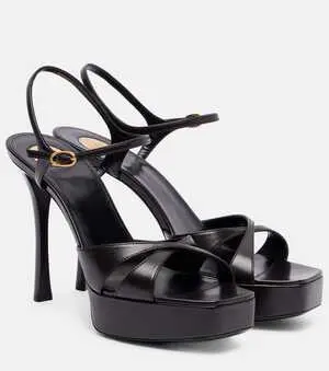 Saint Laurent Debbie 110 Leather Platform Sandals