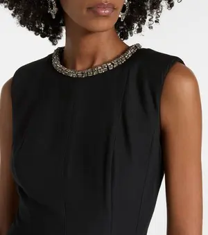 Roland Mouret Embellished Wool And Silk Midi Dress - Black