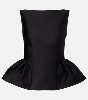 Roland Mouret Peplum Taffeta Top - Black
