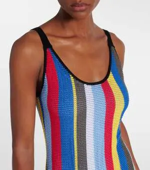 Staud Jessica Striped Crochet Midi Dress