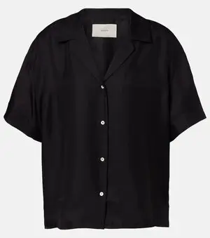 Asceno Silk Twill Shirt - Black
