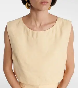 Posse Martina Linen Crop Top - Beige
