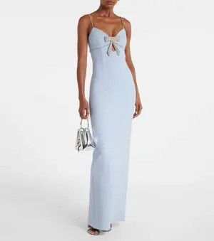 Rebecca Vallance Bow-detail Embellished Crêpe Gown - Blue