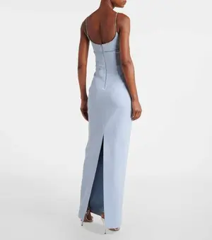 Rebecca Vallance Bow-detail Embellished Crêpe Gown - Blue