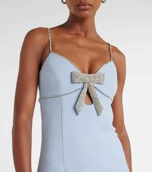 Rebecca Vallance Bow-detail Embellished Crêpe Gown - Blue