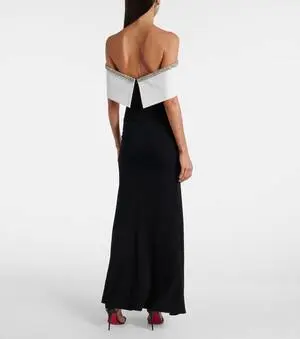 Roland Mouret Embellished Off-shoulder Gown