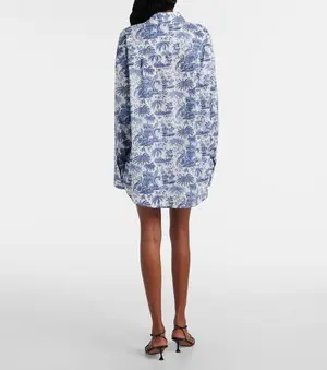Staud Printed Cotton Voile Shirt - Blue