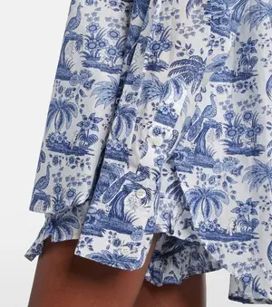 Staud Printed Cotton Voile Shirt - Blue