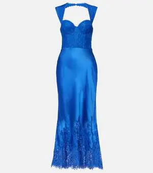Rebecca Vallance Remi Lace And Satin Maxi Dress - Blue