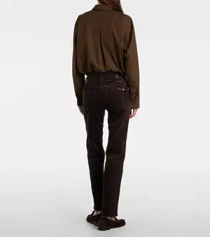 7 For All Mankind Calie Straight Cotton-blend Corduroy Pants - Brown