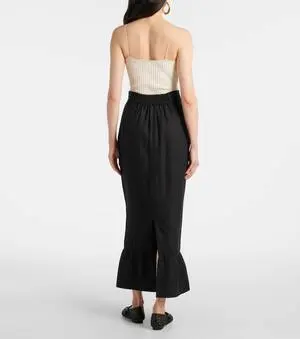 Posse Matilda Tiered Linen Pencil Skirt - Black