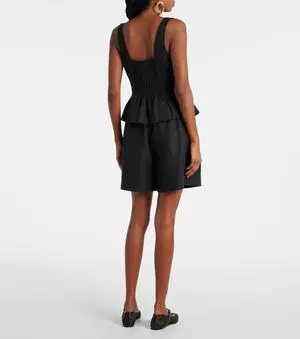 Posse Rosalie Peplum Linen Top - Black