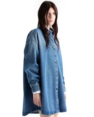 Prada Denim Oversized Fit Shirt - Blue