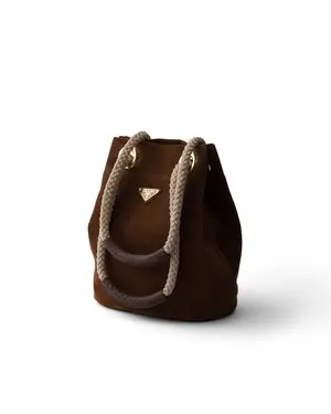 Prada Small Mariner Suede Bucket Bag - Brown