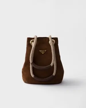 Prada Small Mariner Suede Bucket Bag - Cocoa Brown