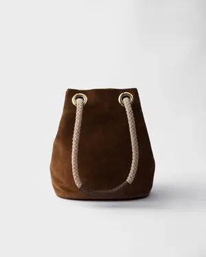 Prada Small Mariner Suede Bucket Bag - Cocoa Brown