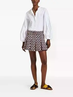 La DoubleJ Pleated Fish-print A-line Skirt