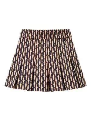 La DoubleJ Pleated Fish-print A-line Skirt