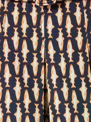 La DoubleJ Pleated Fish-print A-line Skirt
