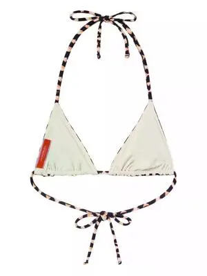 La DoubleJ Fish-print Triangle Bikini Top