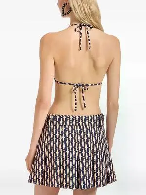 La DoubleJ Fish-print Triangle Bikini Top