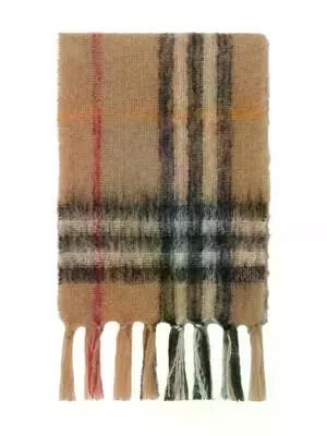 Burberry Checked Mohair Scarf - Brown