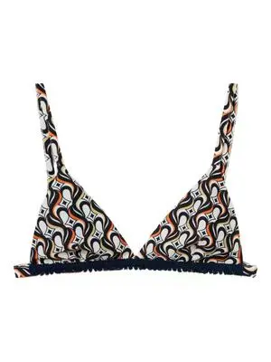 La DoubleJ Geometric-print Triangle Bikini Top - White