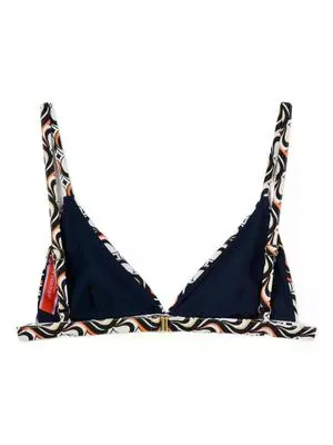 La DoubleJ Geometric-print Triangle Bikini Top