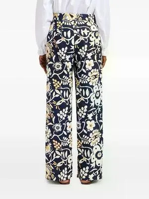 La DoubleJ Floral-print Pleated Trousers